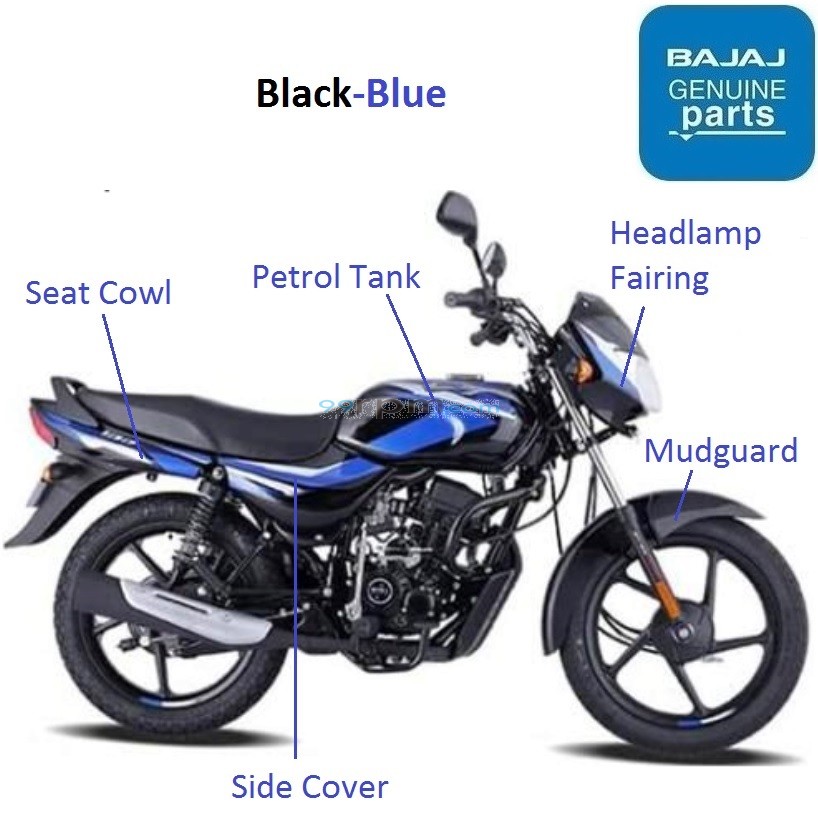 Bajaj CT100 BS6 (2020-21): Black Paint + Blue Decal color theme painted