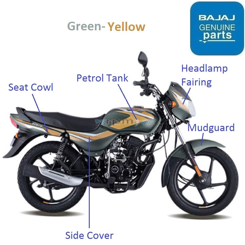 Bajaj CT100 BS6 (2020-21): Green Paint + Yellow Decal color theme painted