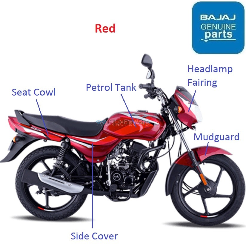 Bajaj CT100 BS6 (2020-21): Red Paint Decal color theme painted